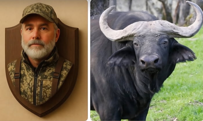 Meanwhile my favorite Cape Buffalo friend adds a new trophy to the wall ...