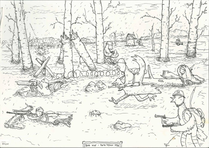 I thought it would be funny to draw birds fighting a war, so I did - 9GAG