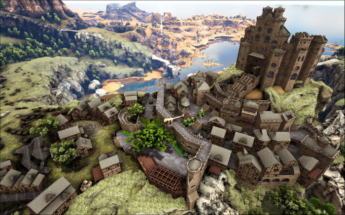 Messed around and built a whole town on ARK: Survival Evolved - 9GAG