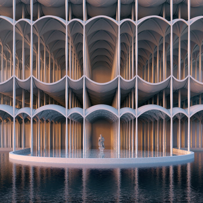 Image i did to train render programs. Temple of Water - 9GAG