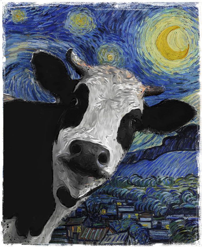 Cow Staring in the Starry Night - 9GAG
