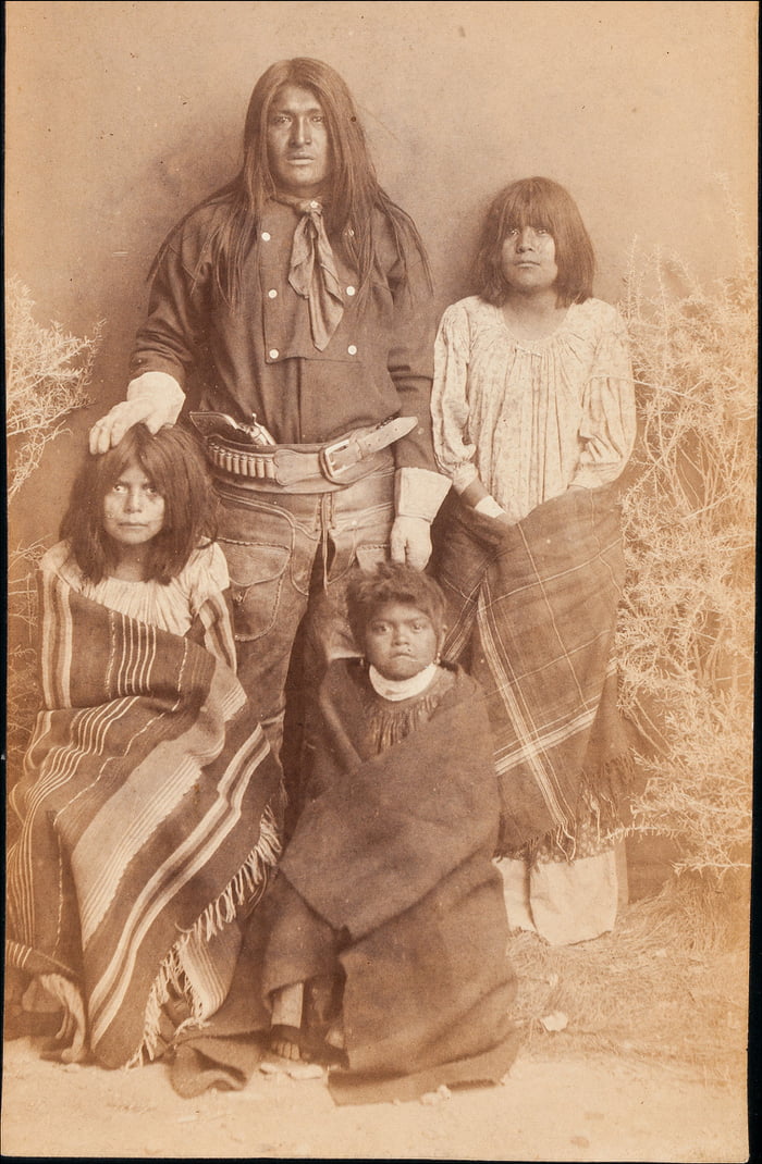 Studio portrait “Frank Yuma Apache” and family, possibly 1890s - 9GAG
