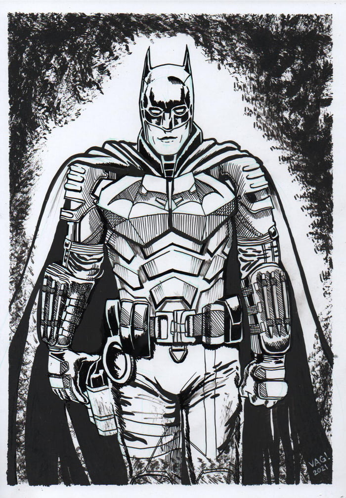Artwork - The Batman - Ink on Opaline paper A4 - 9GAG