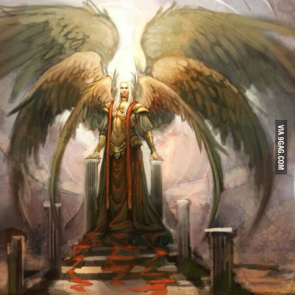 Six wing Angel guess his name it starts on L...? - 9GAG
