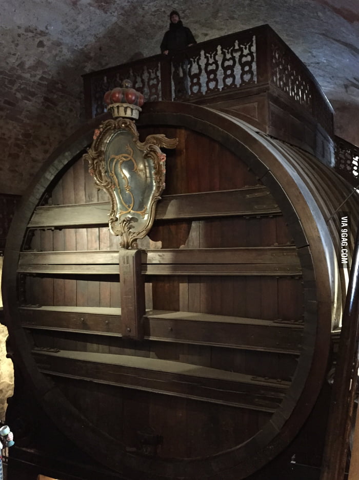 World's biggest wine barrel. Human (me) for scale. Heildelberg, Germany ...