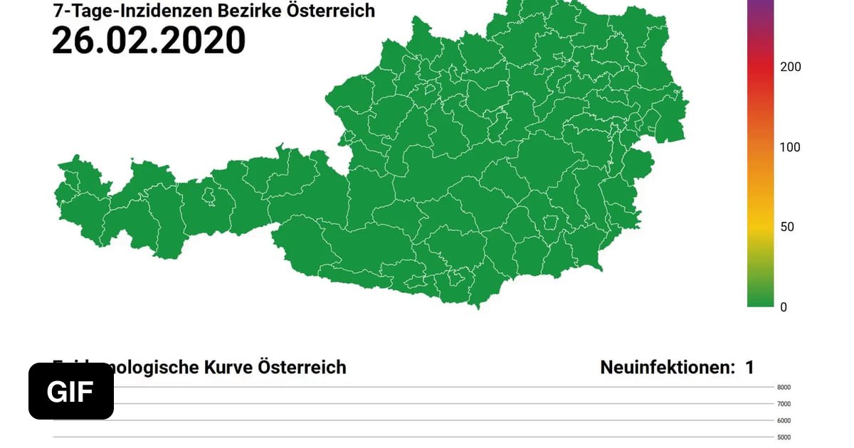 7 day average of new cases per district in Austria since the first ever ...