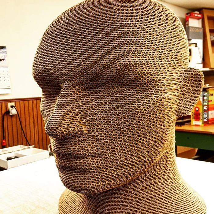 Made a giant cardboard human head today - 9GAG