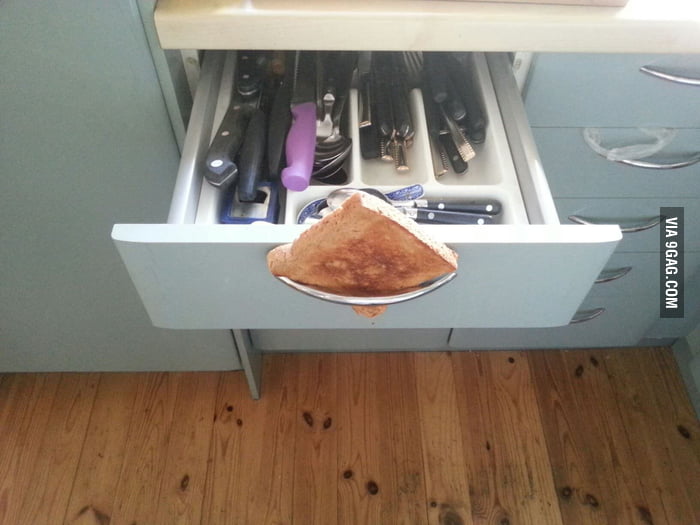I made breakfast when suddenly my toast fell down - 9GAG