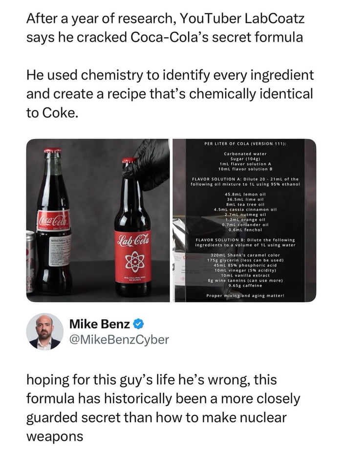 Someone just cracked the Coca-Cola secret formula - 9GAG