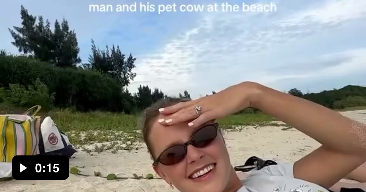 A man and his pet cow at the beach, living the dream - 9GAG