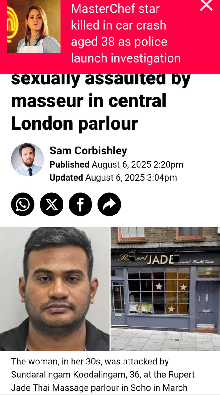 Attacked by Sundaralingam Koodalingam, 36, at the Rupert Jade Thai Massage parlour in Soho in ...