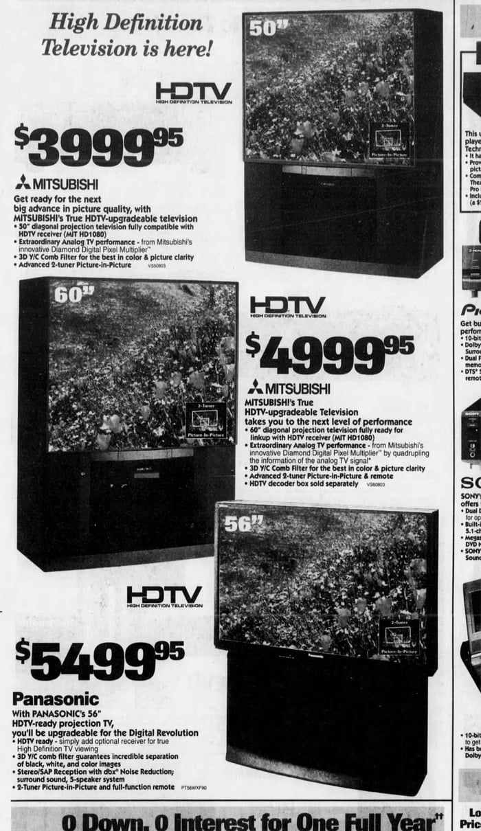 In 1998, high-definition television (HDTV) sets were introduced in the ...