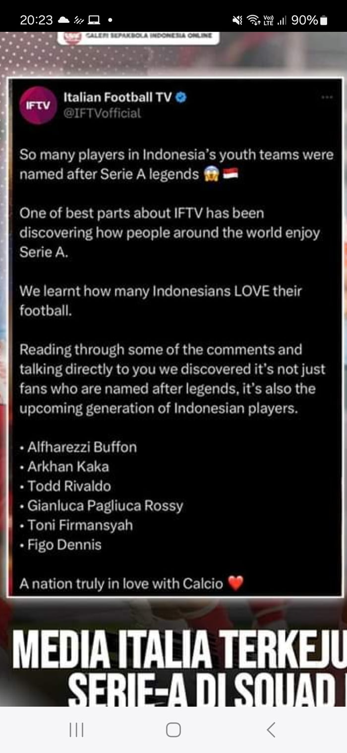 Serie A legends in Indonesian junior teams. - 9GAG