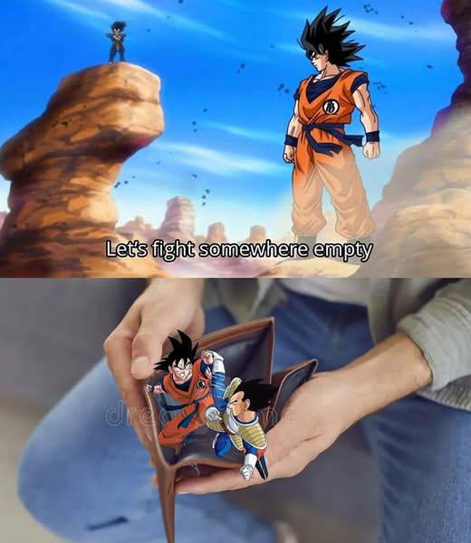 My wallet is so empty goku and vegeta are fighting over the last coin ...