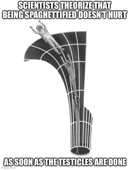 From far away it will appear as if your spaghettified junk was frozen ...