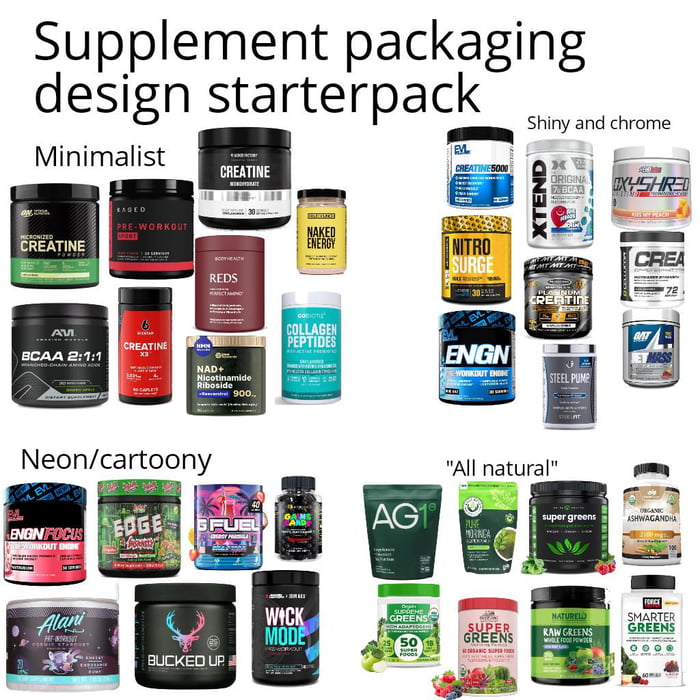 The supplement packaging design starterpack - 9GAG