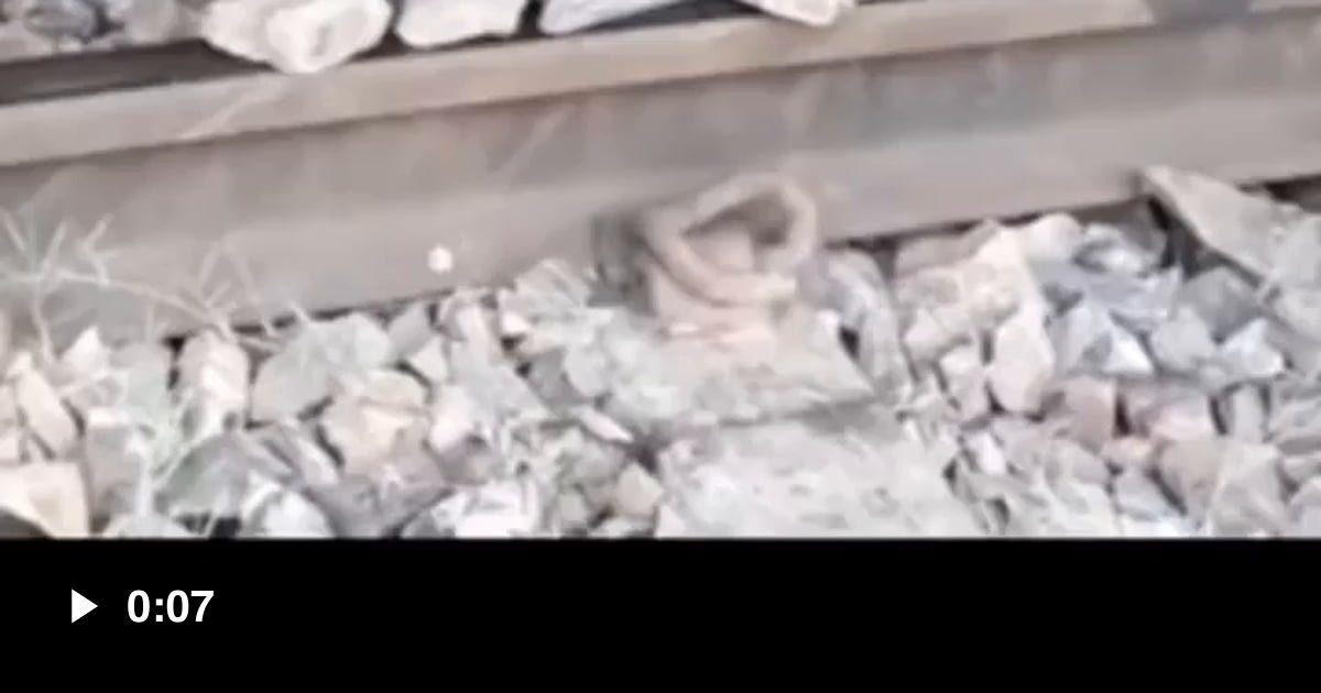 Train crushing rocks on the track - 9GAG