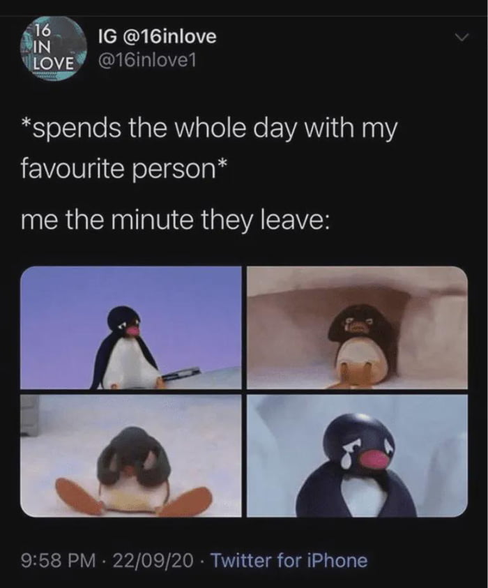 Parting is such sweet sorrow, till we meet tomorrow. - 9GAG