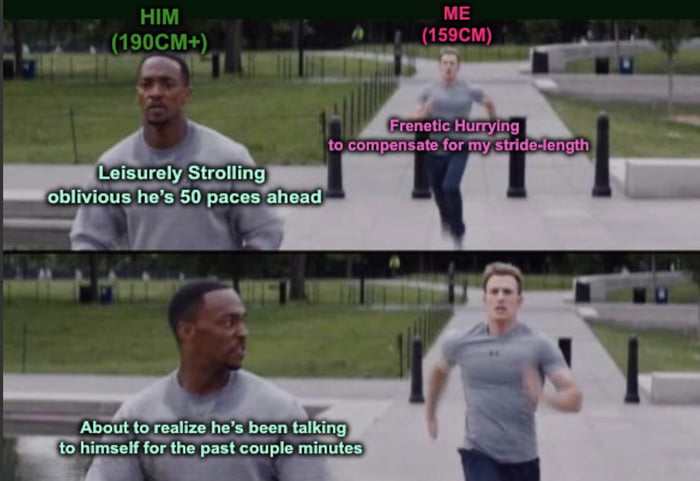 The bigger the height-difference, the worse the stride-difference - 9GAG