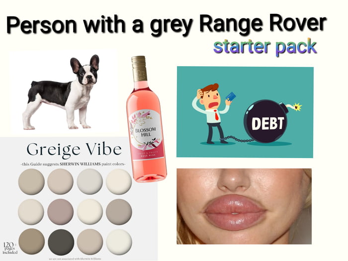 Person with a grey Range Rover starter pack - 9GAG