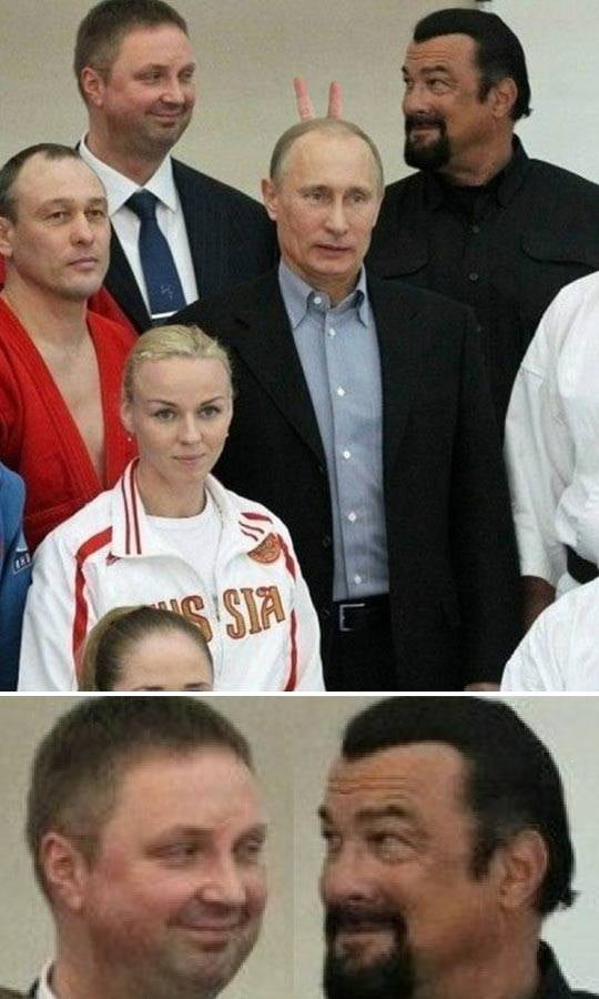 Putin the horns of the devil on his head - 9GAG