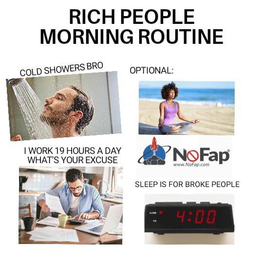 "Rich people morning routine" starter pack - 9GAG