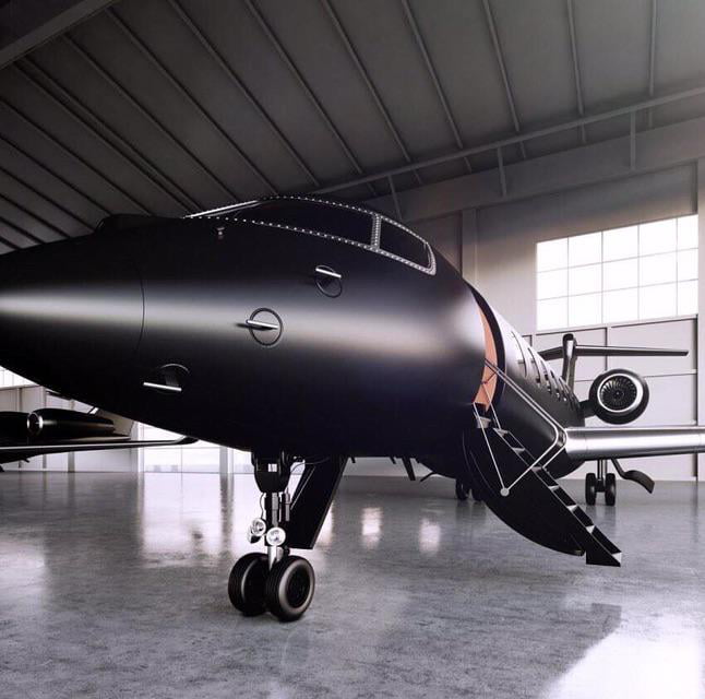 Private Jet painted in matte black - 9GAG