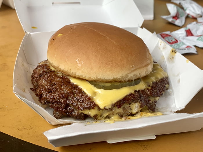 The "Regular" from Burgers Never Say Die: Crispy-edged, smashed double ...