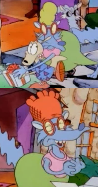 Rocko thought Heffer's mom was a cow so he bought her an "udder warmer ...