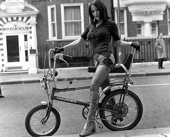 Groovy Raleigh Chopper bike with the model Annie Walker. c.1971 - 9GAG