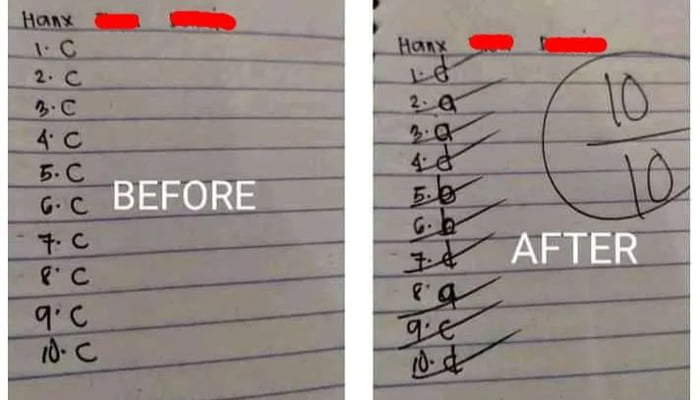 Typical Filipino School Exam but your friend checks your paper. - 9GAG