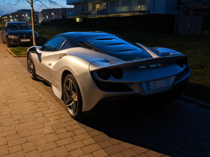 Silver Ferrari F8 Tributo I've seen while having a walk - 9GAG