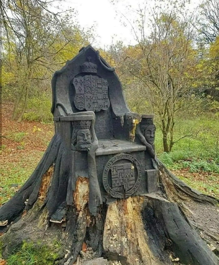 A throne carved into a tree trunk in Kendal, England. Photo Credits ...