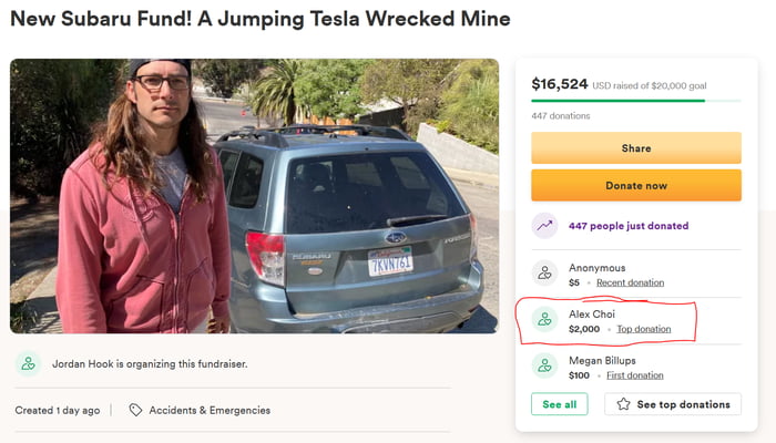Alex Choi Top Donator for Tesla stunt - 9GAG