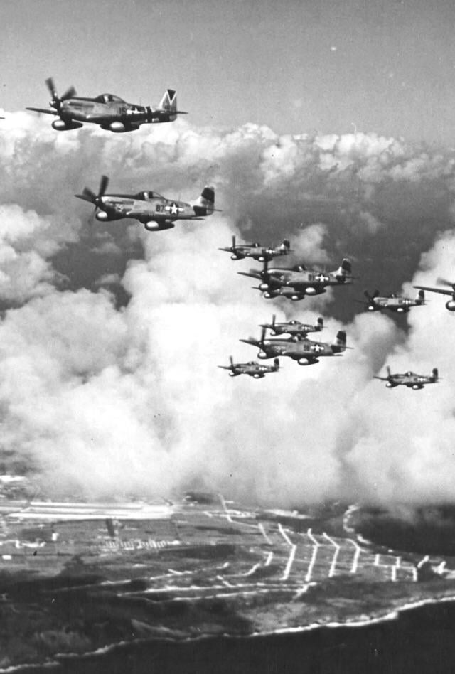 Col James Beckwith, commander of the 15th Fighter Group, in his P-51 ...