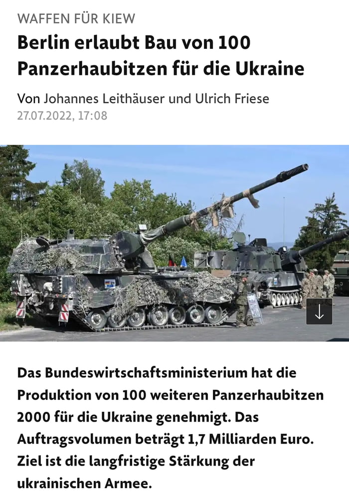 German government allows construction of 100 Panzerhaubitzen 2000 for ...