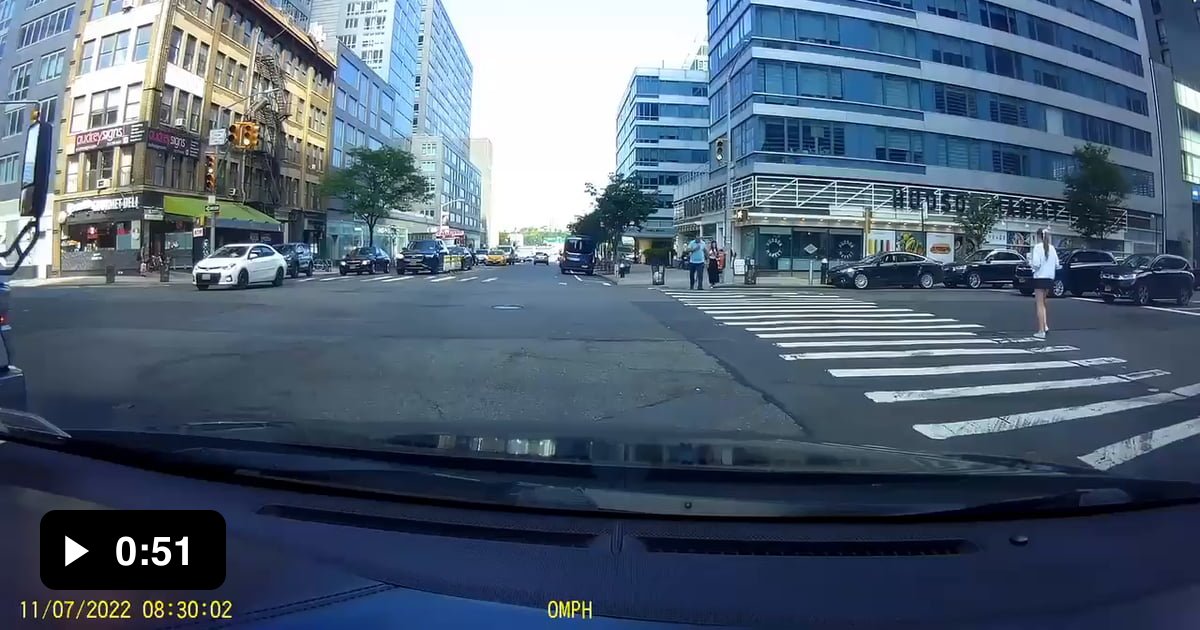 Convenient Cop - Instant Justice - NYC Driver tries to turn right from ...