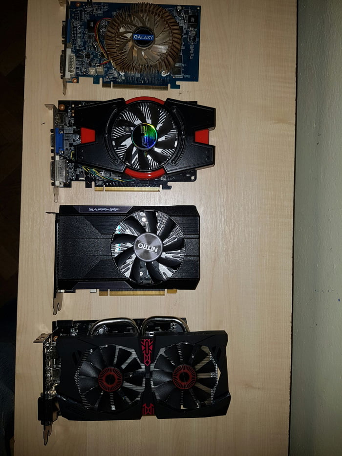 All my old graphics card's I had from the top to the bottom those were ...
