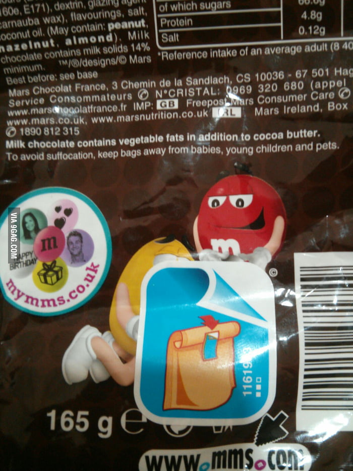Some bad sticker placement from M&Ms. - 9GAG