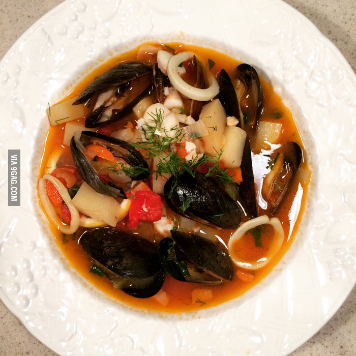 My boyfriend and I made this seafood stew. - 9GAG