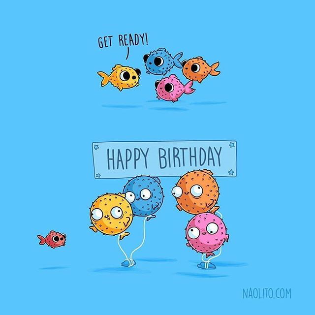 Puffer fish celebrating a birthday - 9GAG