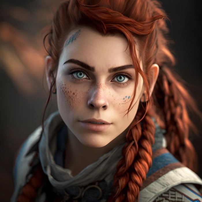 Asked the AI to visualize Aloy as if played by her voice actor, Ashly ...