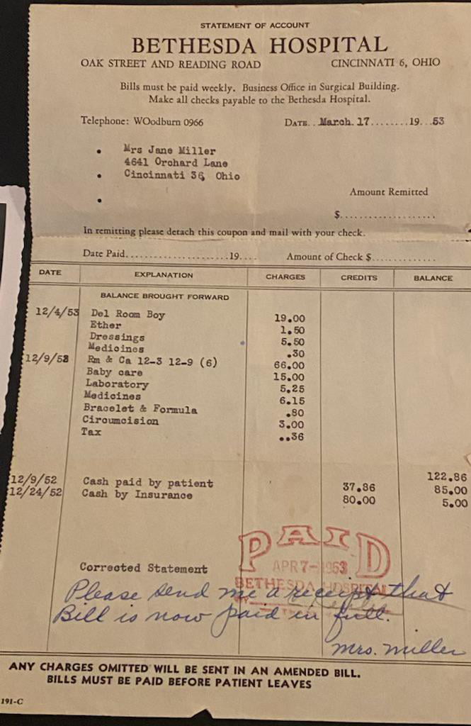 Birthing bill from 1953 - 9GAG