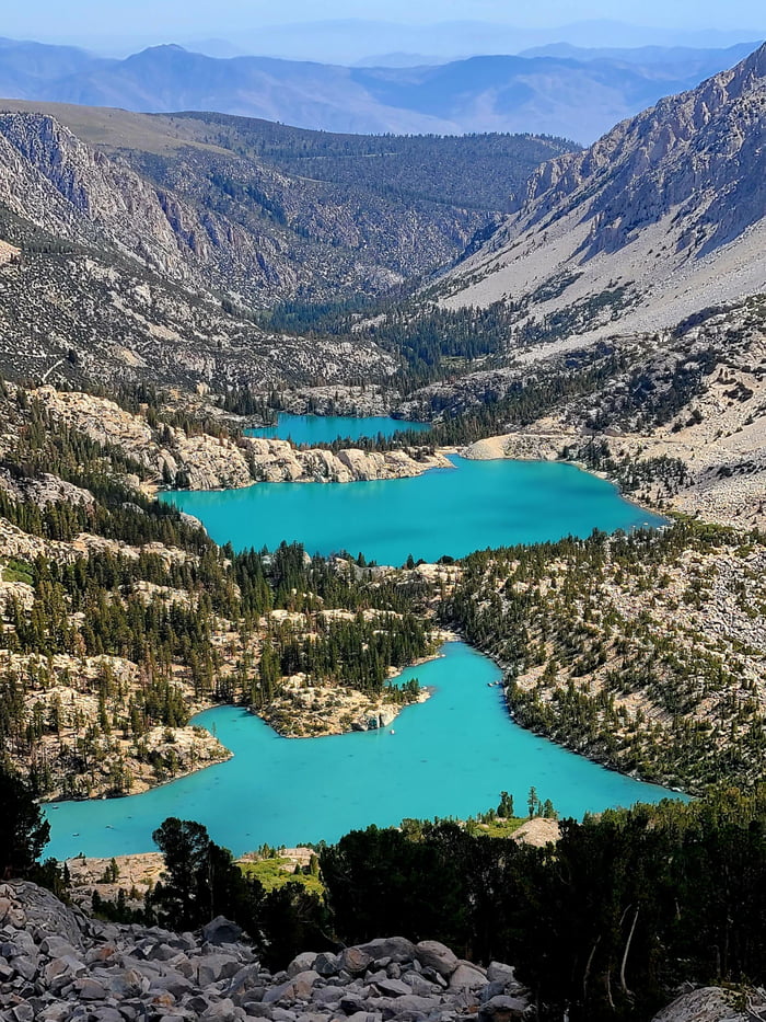 View of Big Pine Lakes 1,2 & 3. 8 mile hike in and up to get this view ...
