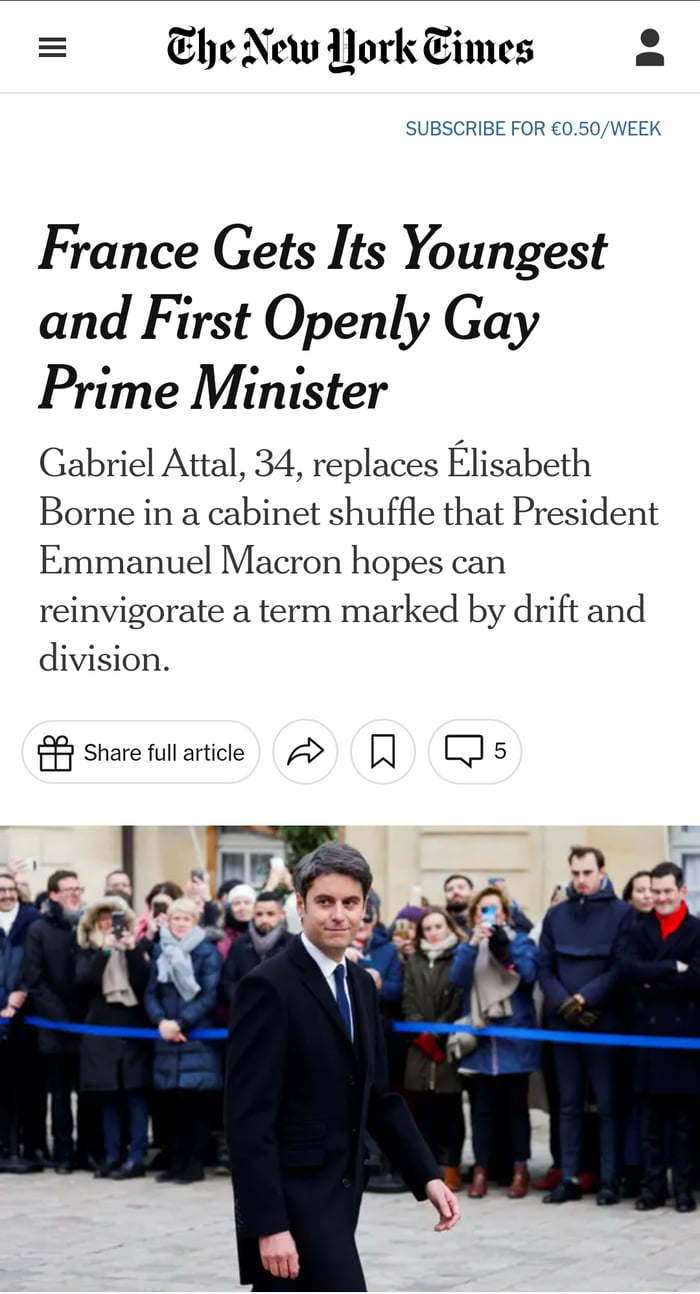 "Openly Gay Prime Minister", ya'all baguette-enlarged-asses are very well represented now. - 9GAG