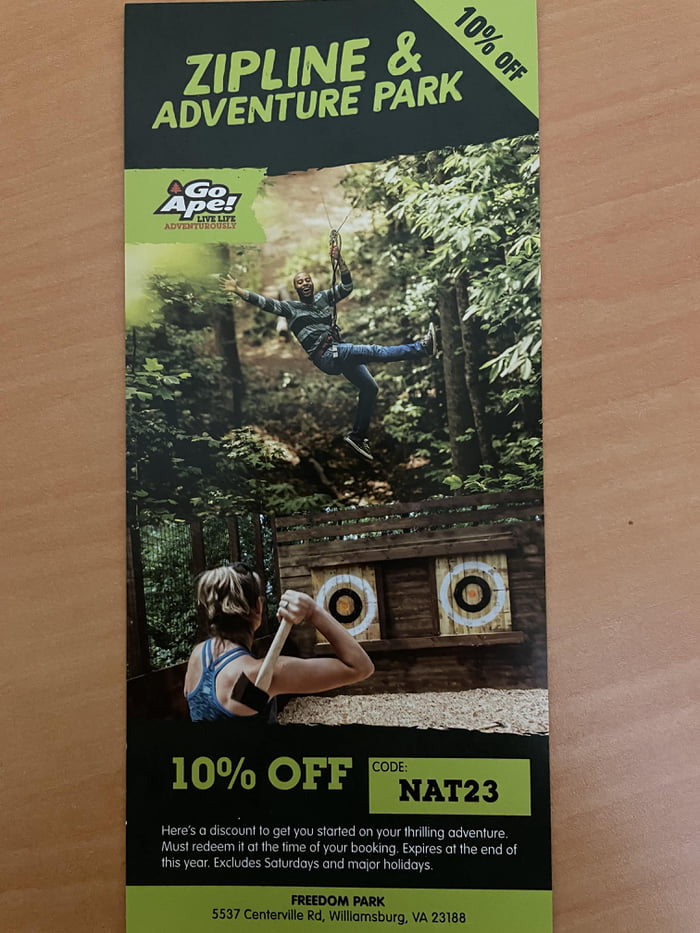 Advertising Zip Lines and Axe Throwing on the same Brochure - 9GAG