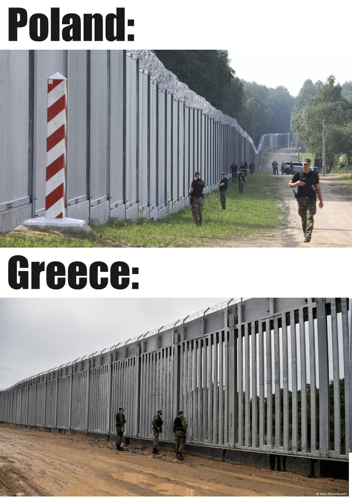 Poland and Greece doing their best to guard the European borders. - 9GAG