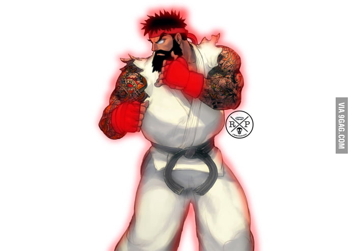 My Design Of Ryu With A Beard And Tattoos 9gag