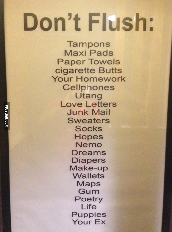 Don't Flush List: read it til the end. - 9GAG