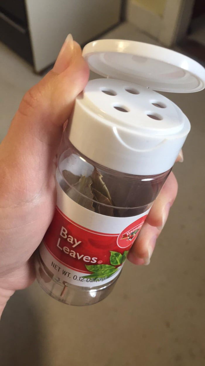 Whole bay leaves, but with a shaker top - 9GAG